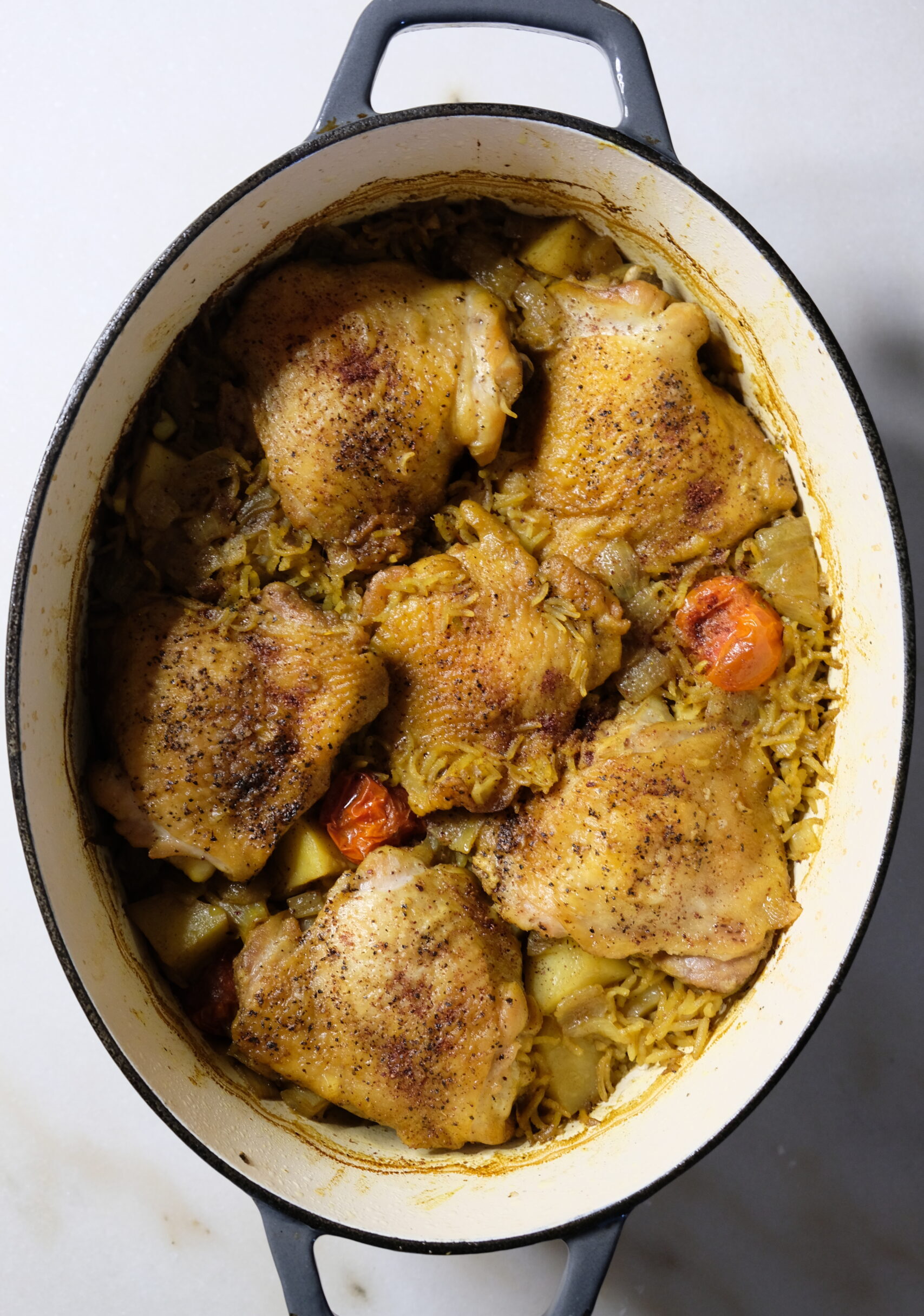 Quick One-Pot Middle Eastern Chicken And Rice With Spicy Zhug Sauce